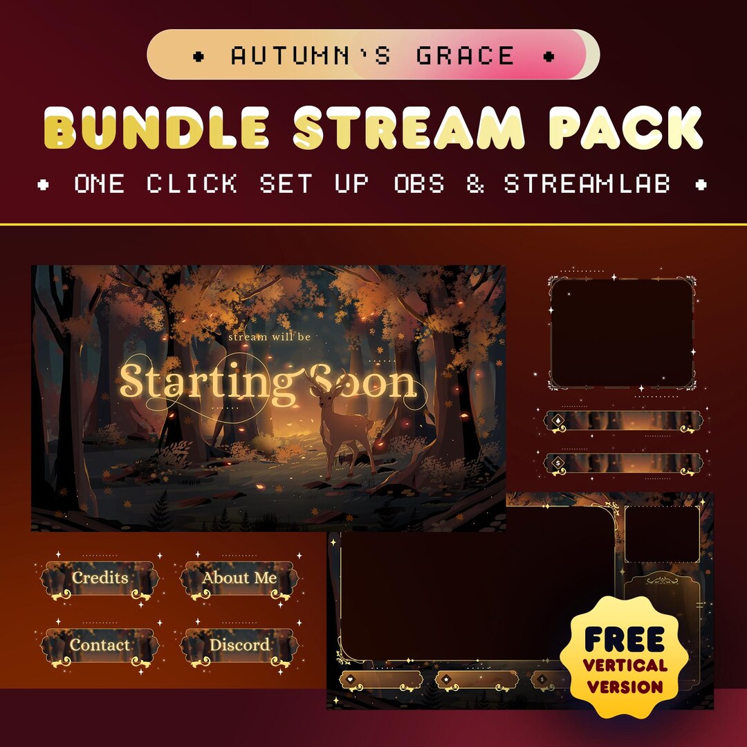 Aesthetic Autumn Stream Overlay | Grace Deer Forest Animated Pack ...