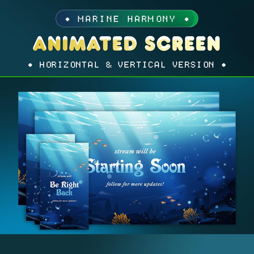 Marine Harmony Animated Stream Screen Package for Twitch/underwater ...