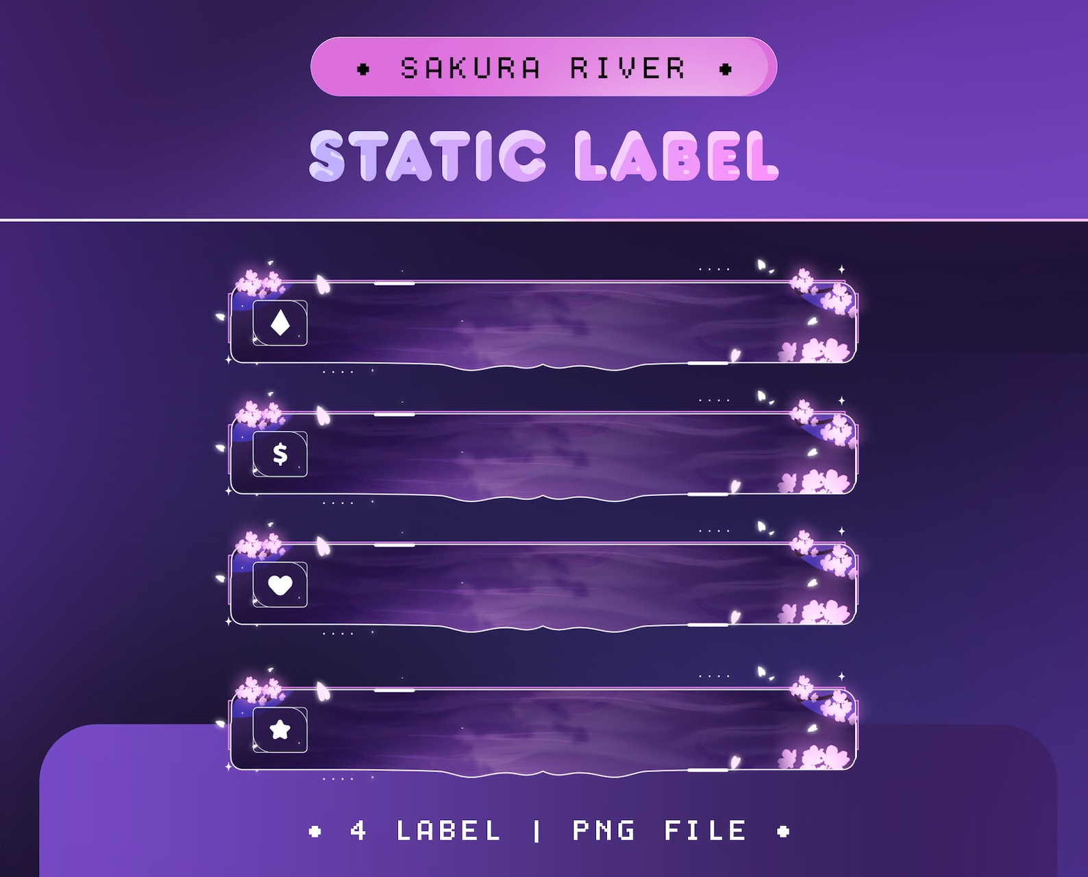 Kawaii Japanese Stream Overlay | Sakura River Animated Pack | Twitch ...