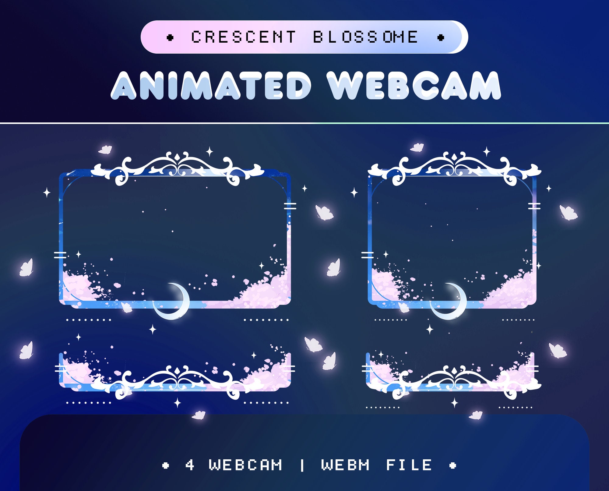 Crescent Blossom Animated Stream Overlay Pack | Moonlight Cherry Theme ...