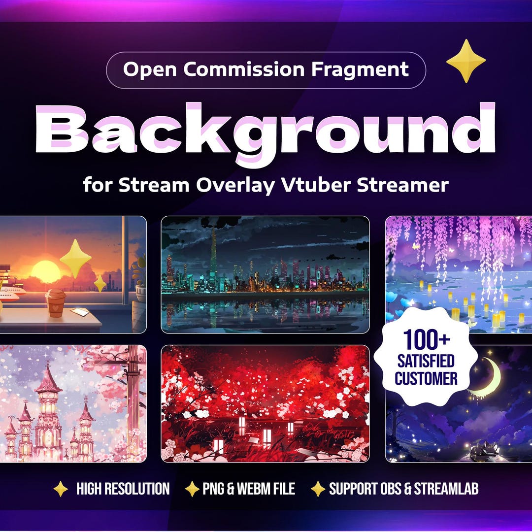 Custom Animated Vtuber Background Bundle Overlay | Personalized ...