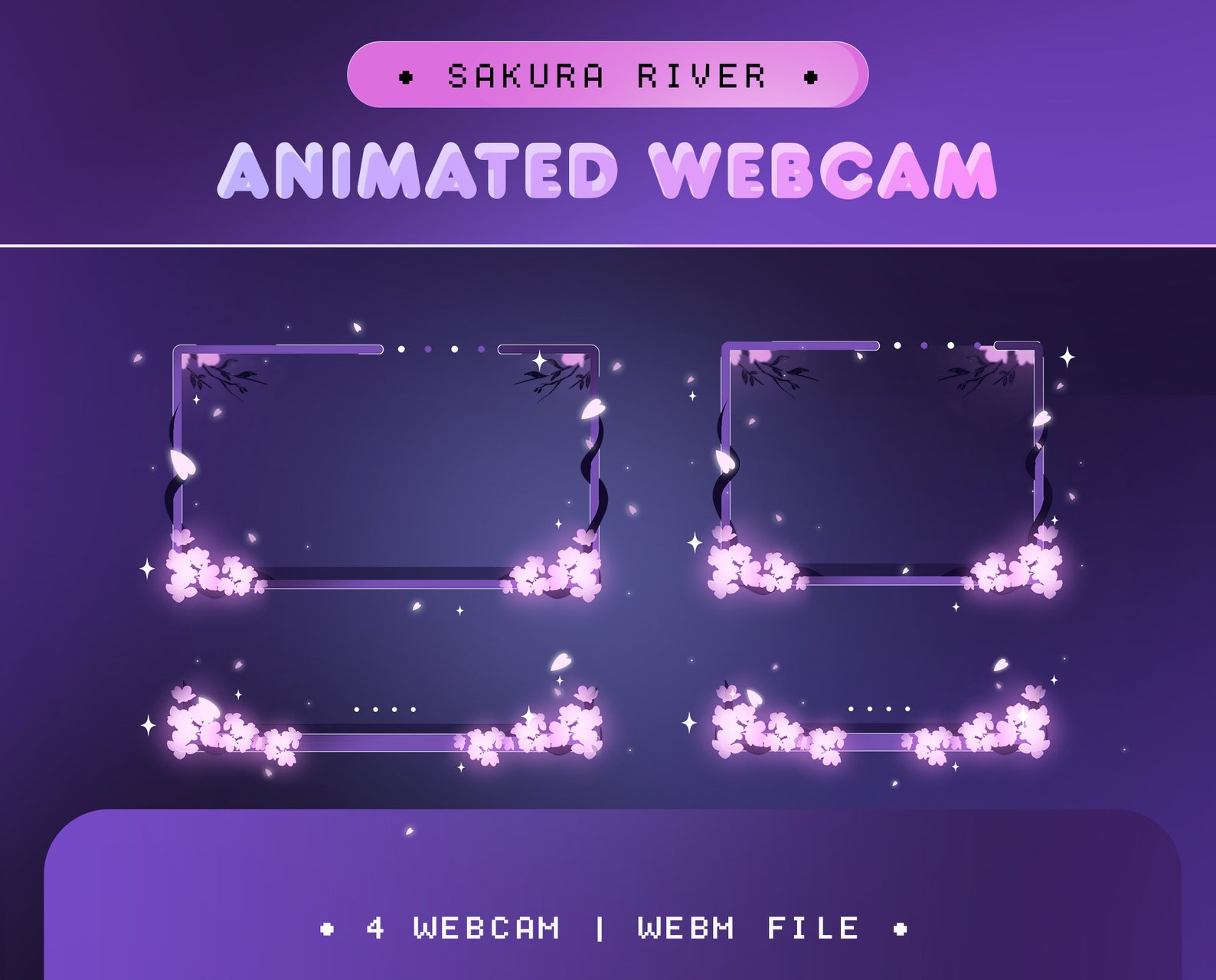 Kawaii Japanese Stream Overlay | Sakura River Animated Pack | Twitch ...