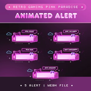 Retro Gaming Pink Paradise Animated Stream Pack for Twitch, Kick ...