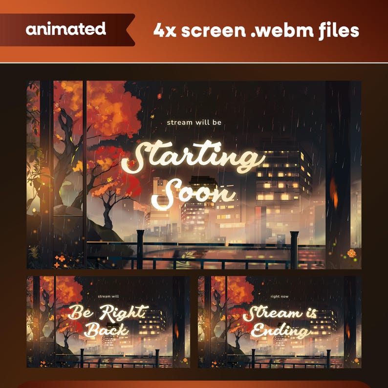 Animated Rainy Autumn City Stream Overlay: Cozy Fall Glow for Tiktok ...