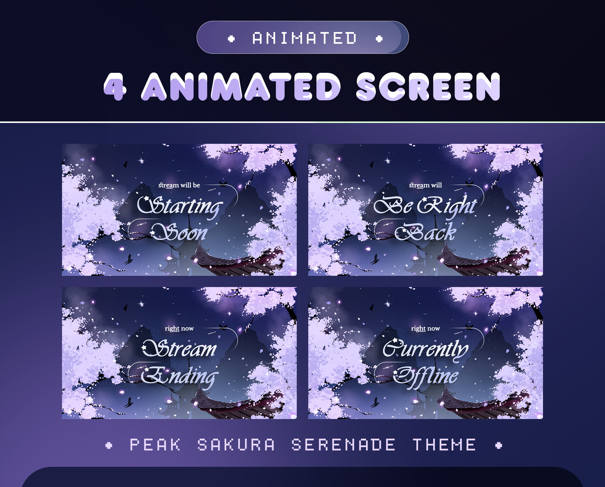 Peak Sakura Serenade Animated Screen Pack for Twitch/aesthetic Theme ...