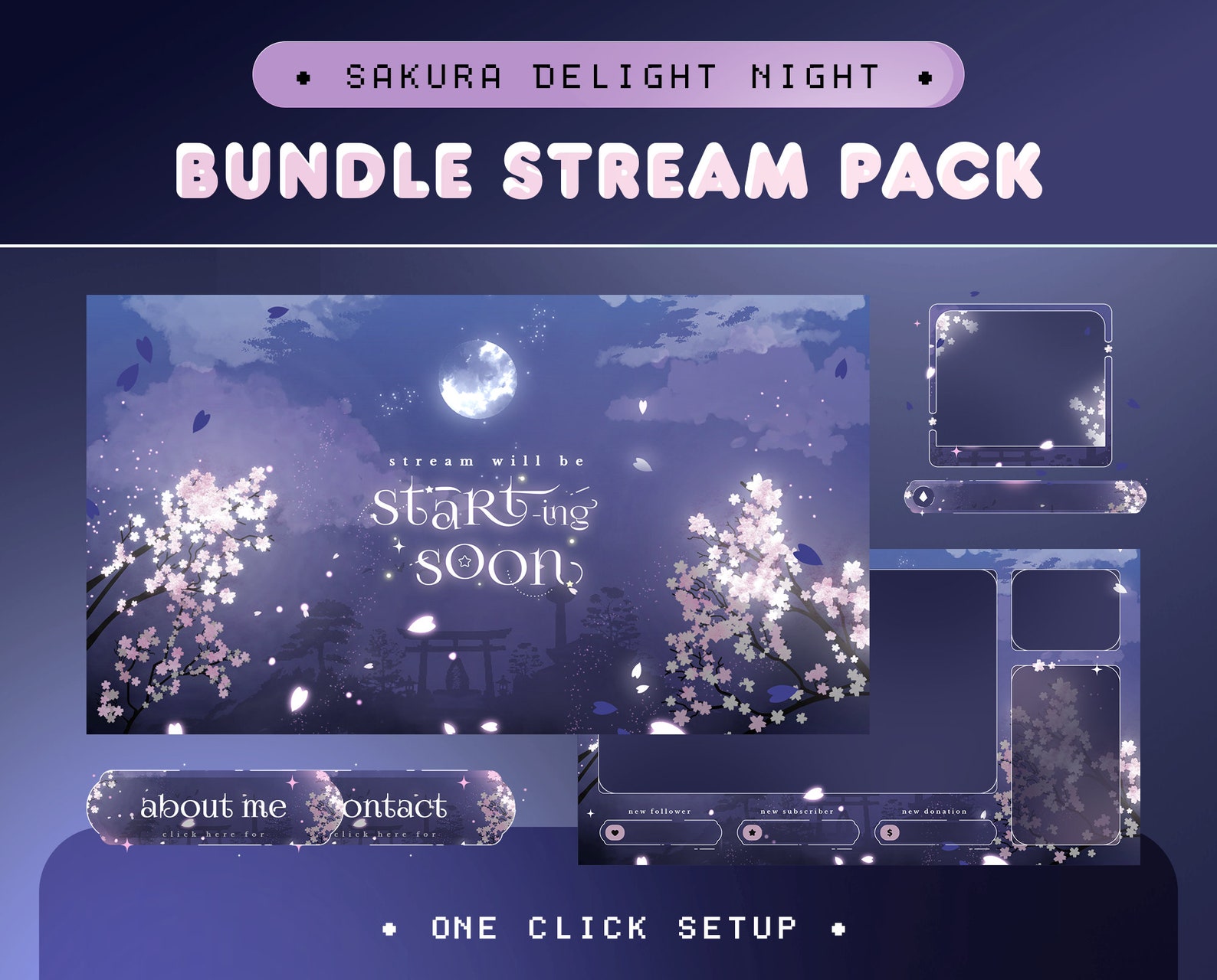 Sakura Delight Animated Stream Pack for Twitch, Kick, Youtube/aesthetic ...