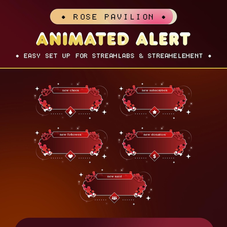 Animated Rose Pavilion Stream Alerts: Valentine Pink Garden for Twitch ...
