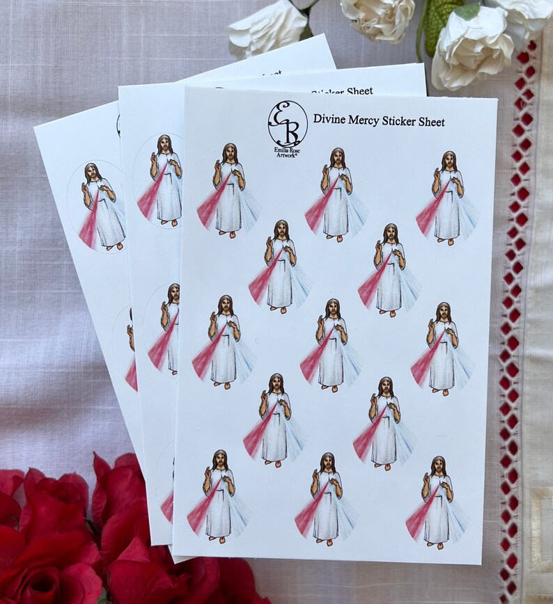 Divine Mercy Sticker Sheet | Easter Sticker Sheet, Divine Mercy Sunday ...