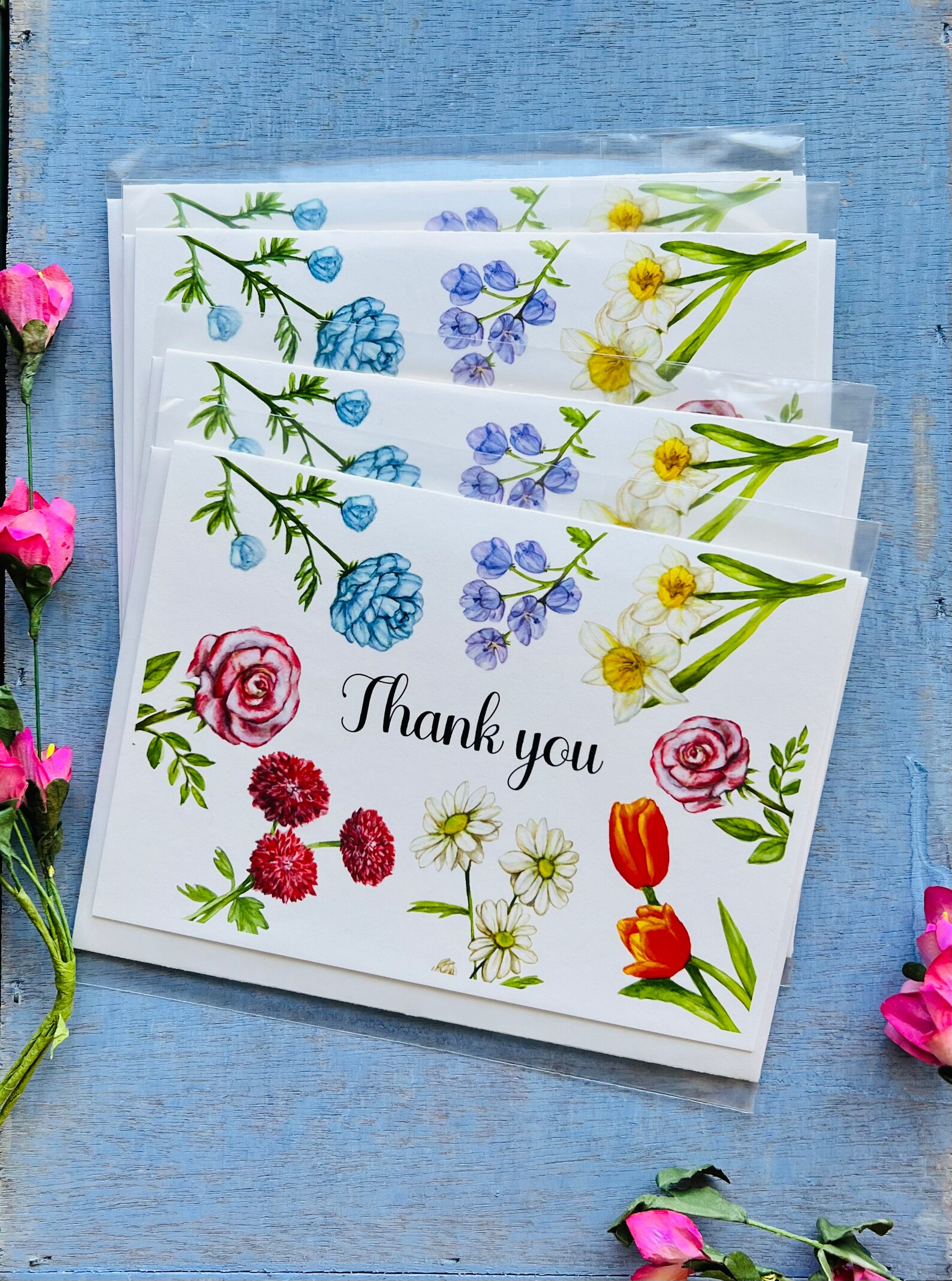 Summer Flower Thank You Card | Floral Thank You Card, Flower Gratitude ...