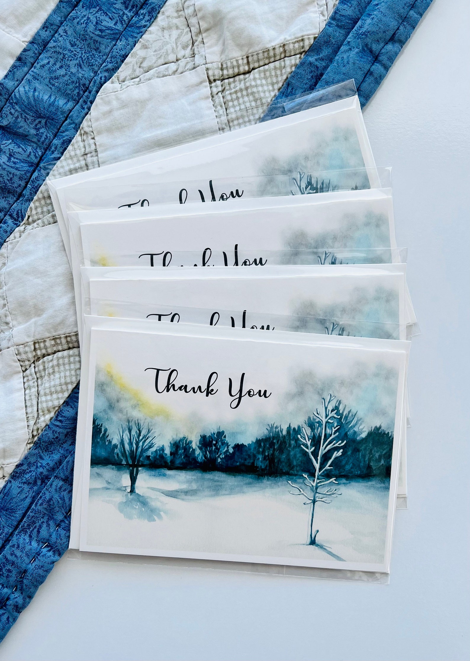Winter Thank You Card | Watercolor Winter, Christmas Card, Watercolor ...