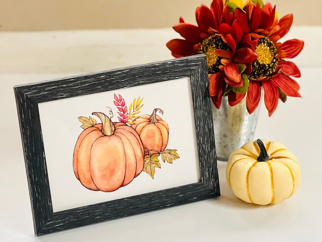Fall Pumpkins Art Print | Autumn Artwork, Watercolor Fall Art ...