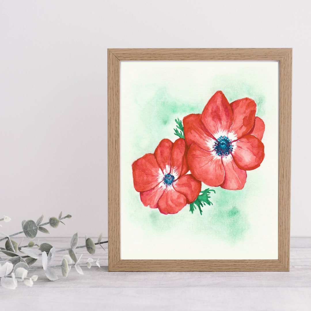 Red Poppy Art Print | Flower Wall Art, Watercolor Poppy Print, Floral ...