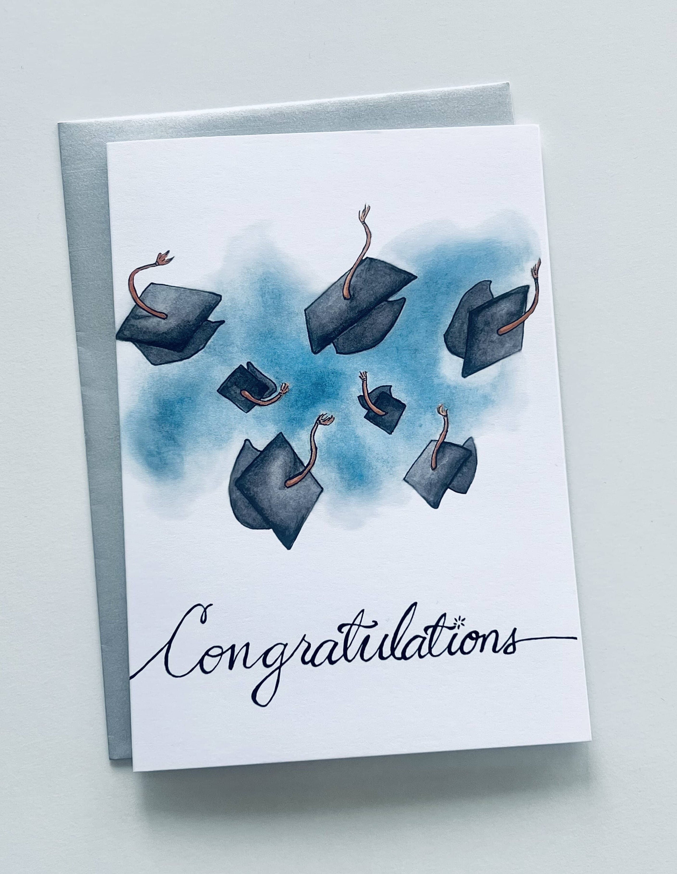 Graduation Folded Card 5X7 | Celebration Flying Grad Caps Cards Gifts ...