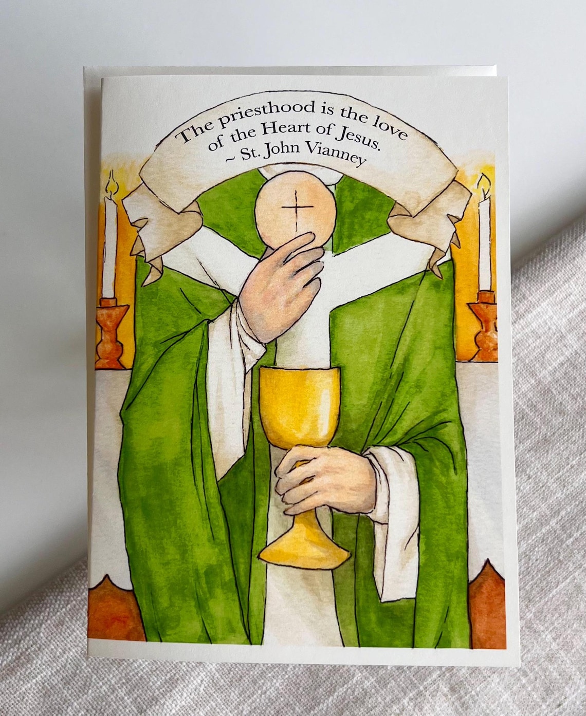 Priestly Ordination Card | Watercolor Catholic Priest Anniversary - Etsy
