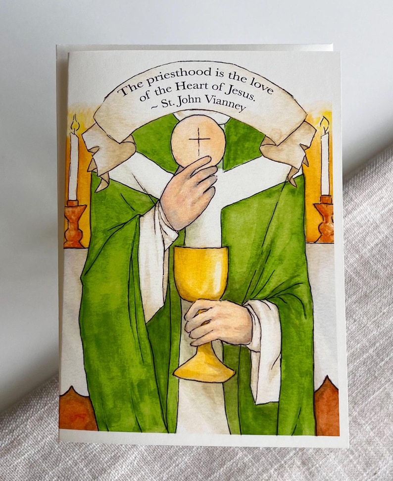 Priestly Ordination Card | Watercolor Catholic Priest Anniversary - Etsy
