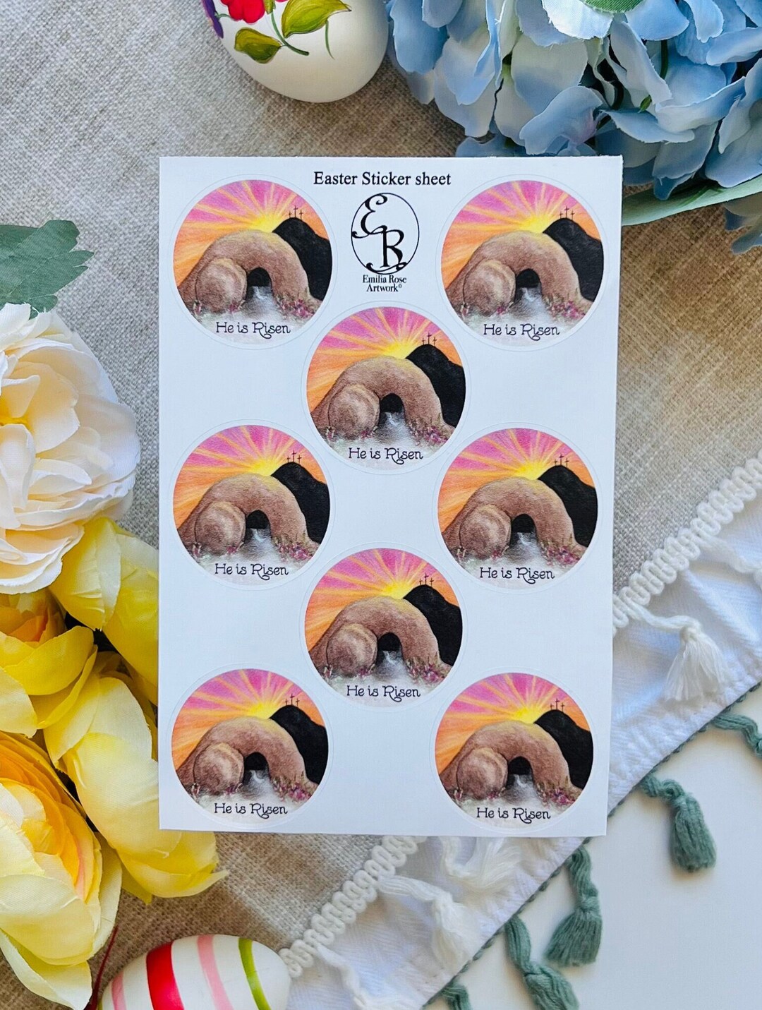 He is Risen Easter Sticker Sheet: Watercolor Tomb Stickers - Etsy