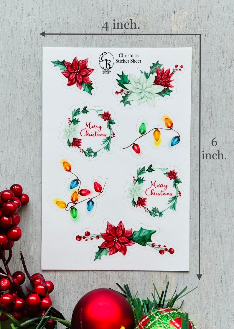 Holiday Sticker Sheet | Winter Sticker Sheet, Christmas Scrapbook ...