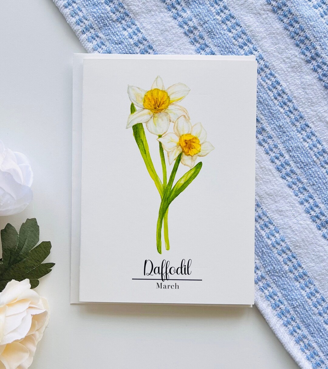 March Birth Flower Card: Watercolor Daffodil Note - Etsy