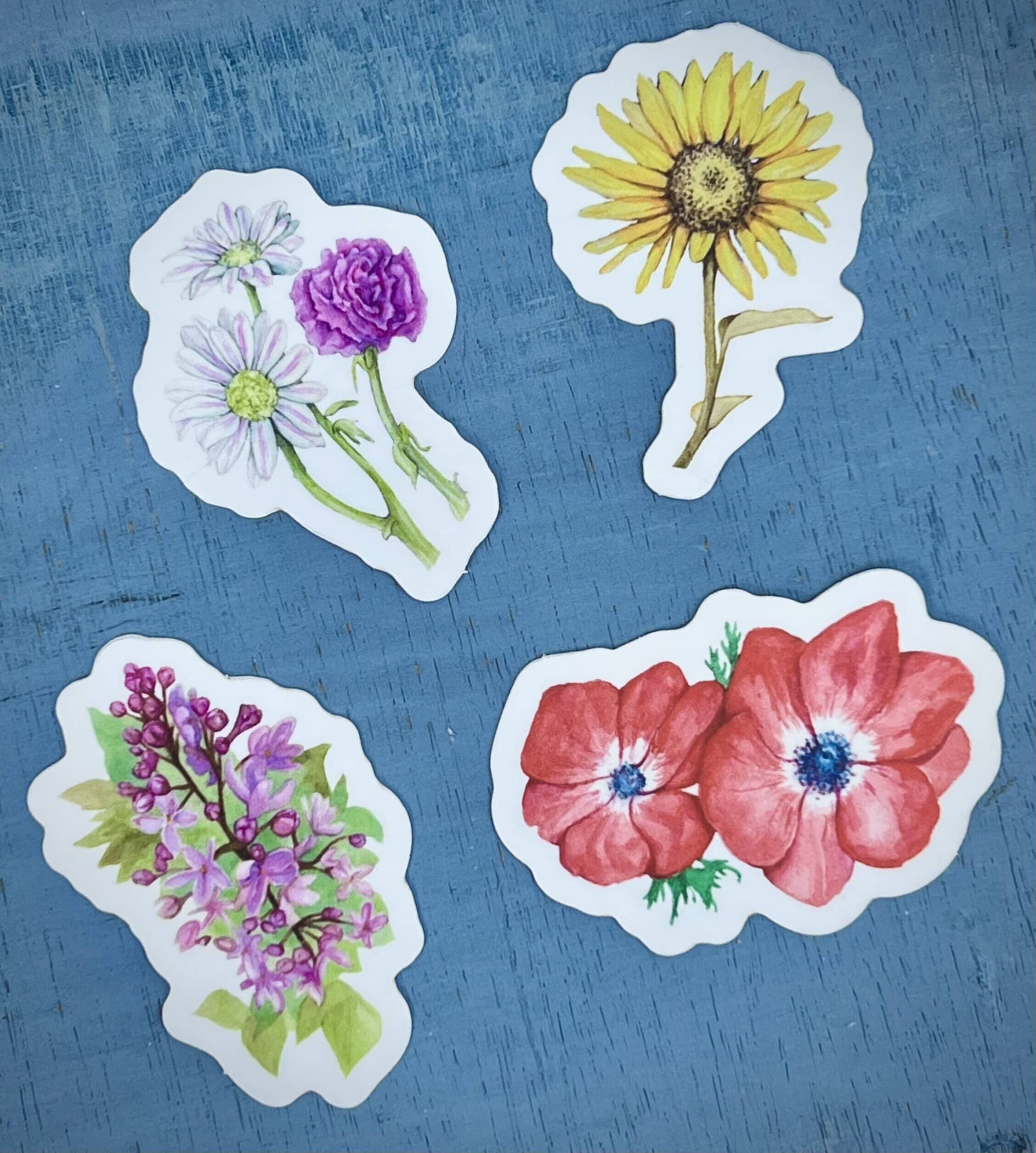 Summer Flower Stickers | Watercolor Flowers, Variety Flower Sticker ...