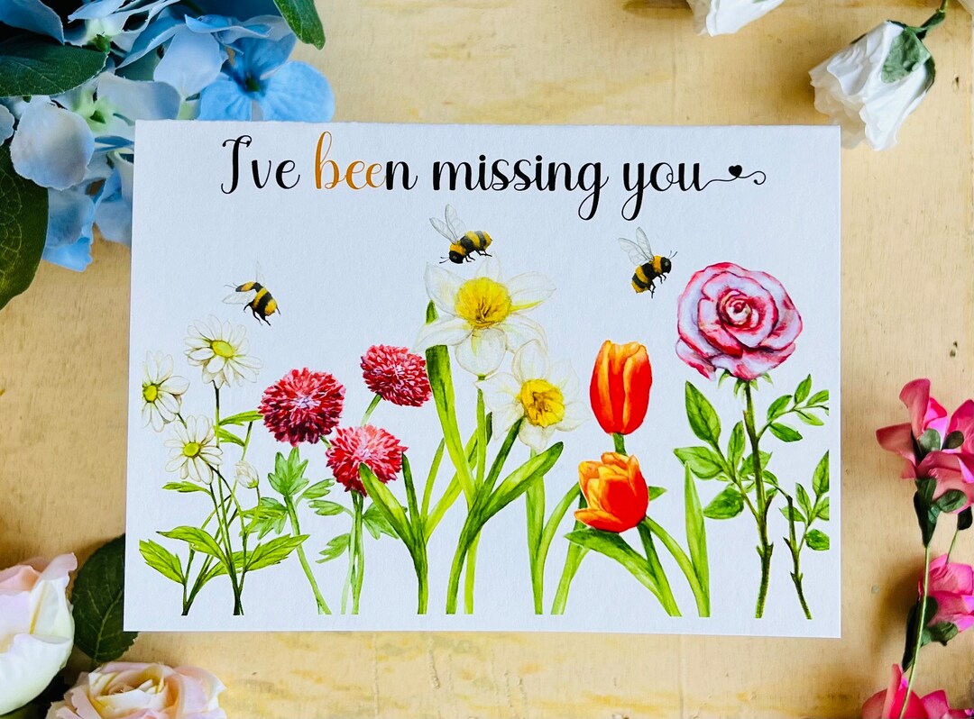 Summer Missing You Card | I've Been Missing You Card, Spring Gratitude Note, Bee Missing You ...
