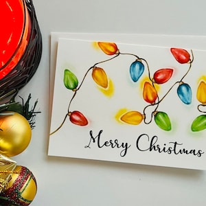 Christmas Lights Card | Watercolor Christmas Lights, Christmas Bulbs ...
