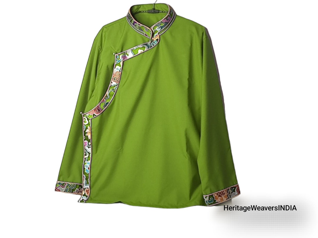 Light Green Color Tibetan Traditional Shirt,tibetan Shirt Man Side ...