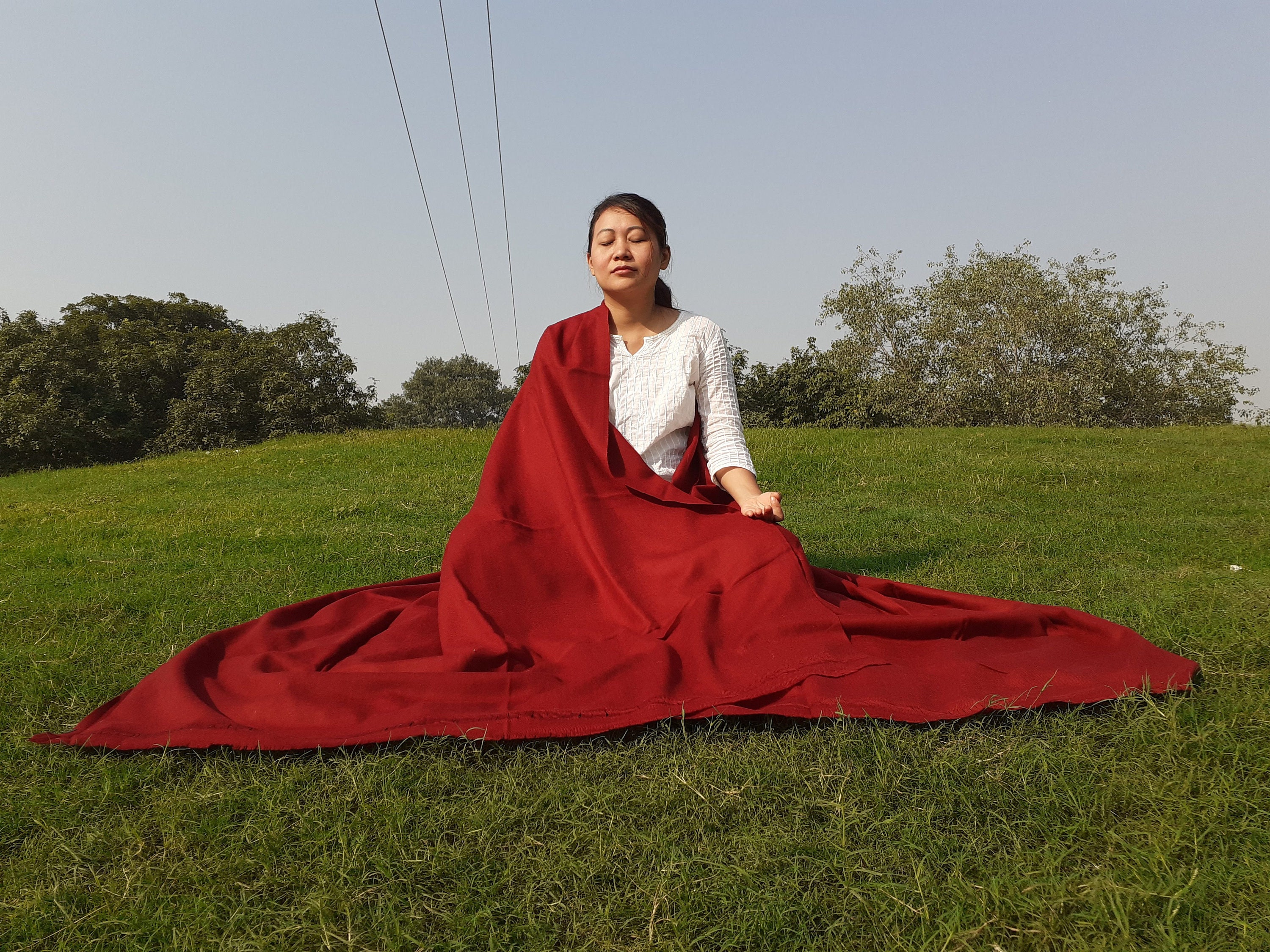 Extra-large Handwoven Burgundy Red Buddhist Monk Pure Himalayan Sheep ...