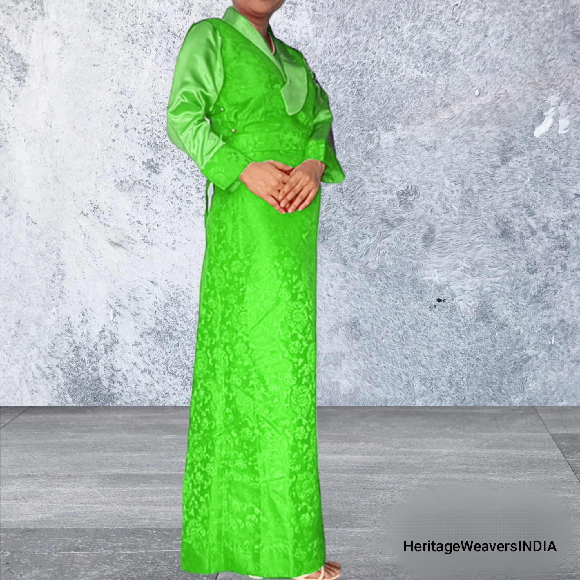 Lime Green Color Tibetan Traditional Dress,tibetan Chuba With Attached ...