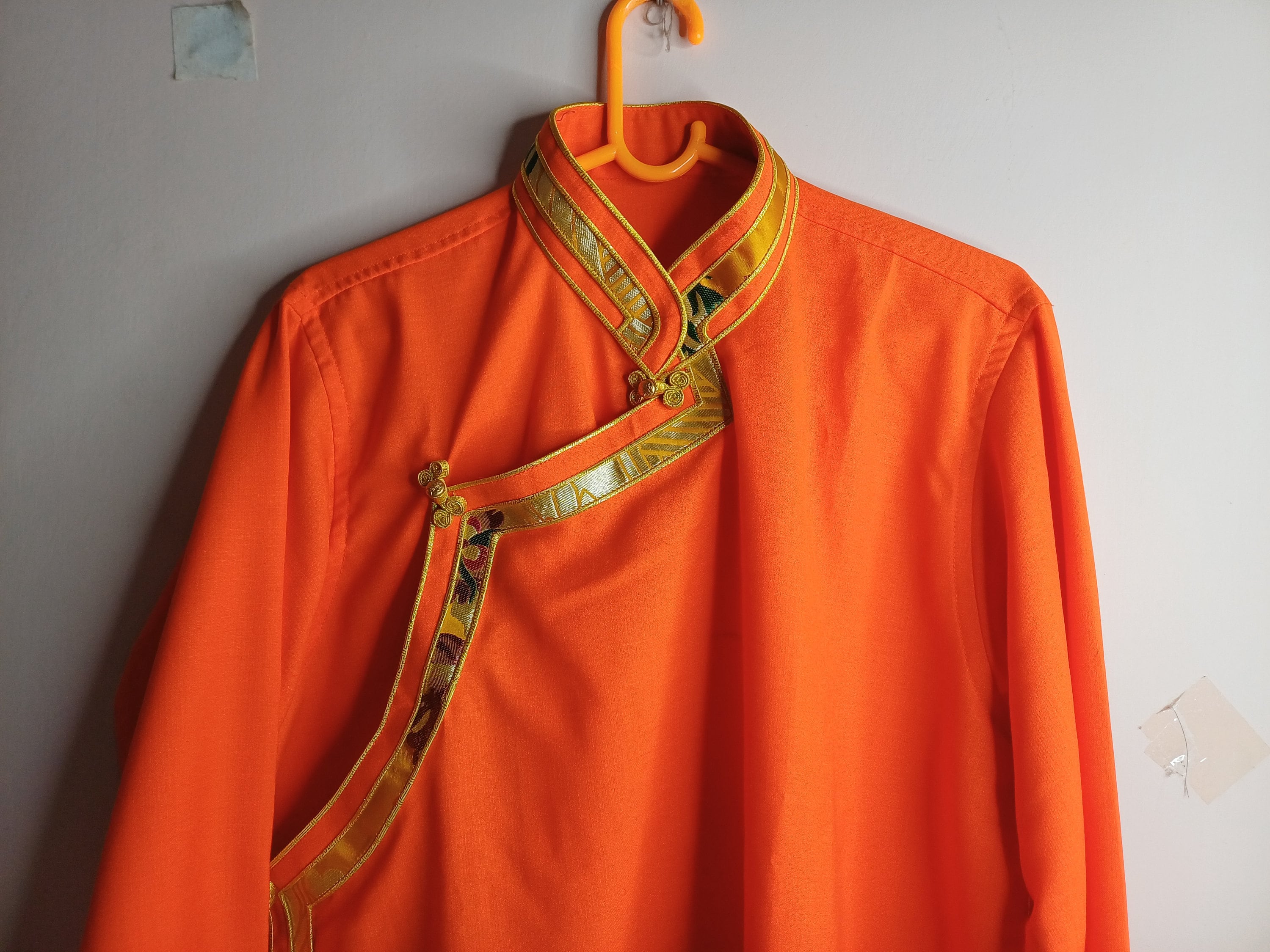 Papaya Orange Colortibetan Traditional Shirt,tibetan Shirt Man Side ...