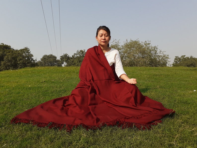 Extra-large Handwoven Burgundy Red Buddhist Monk Pure Himalayan Sheep ...