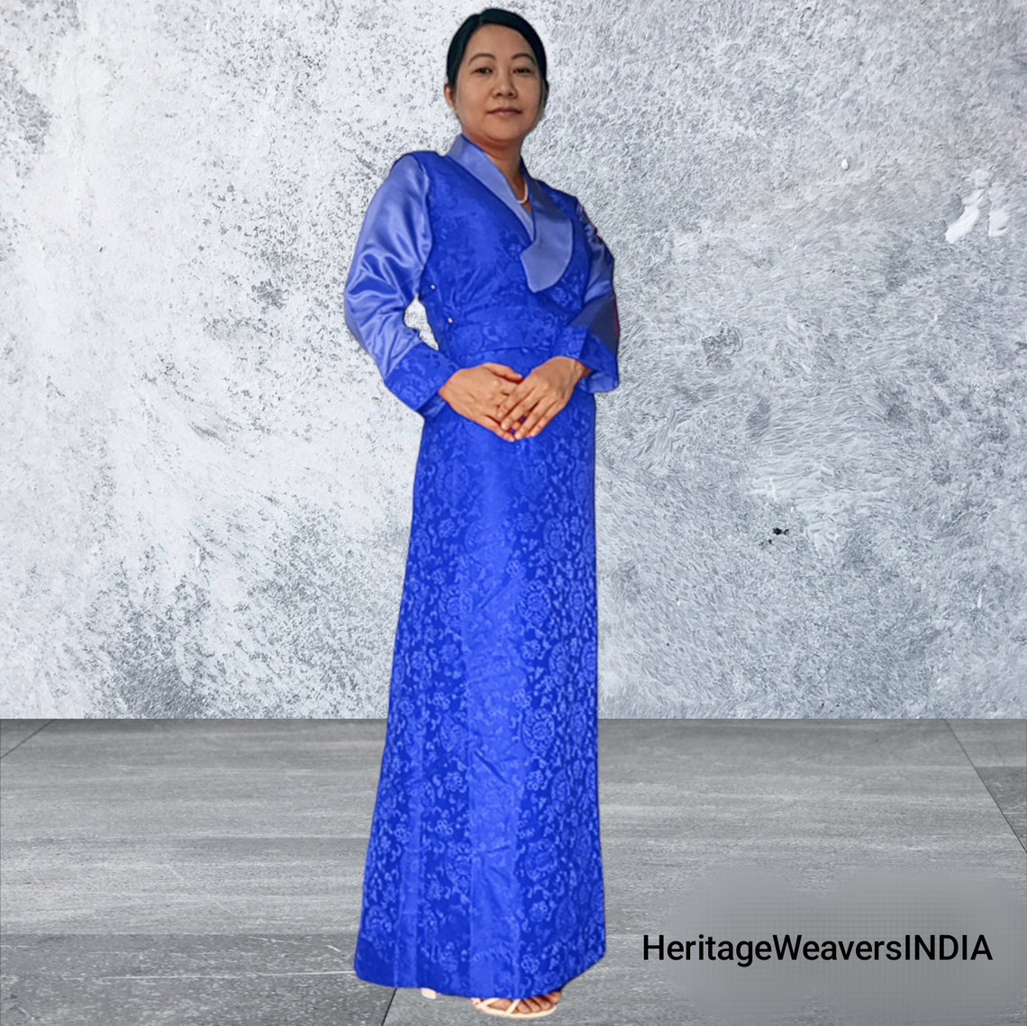 Blue Color Tibetan Traditional Dress,tibetan Chuba With Attached Blouse ...