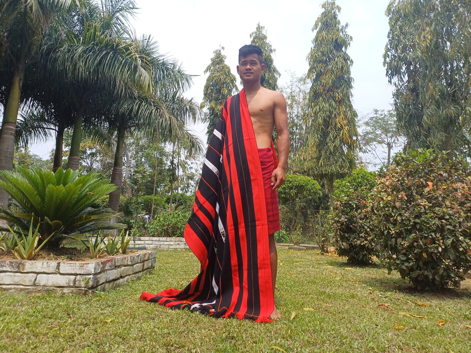 Large Thick Handwoven Black and Red Naga Tribe Traditional Blanket ...