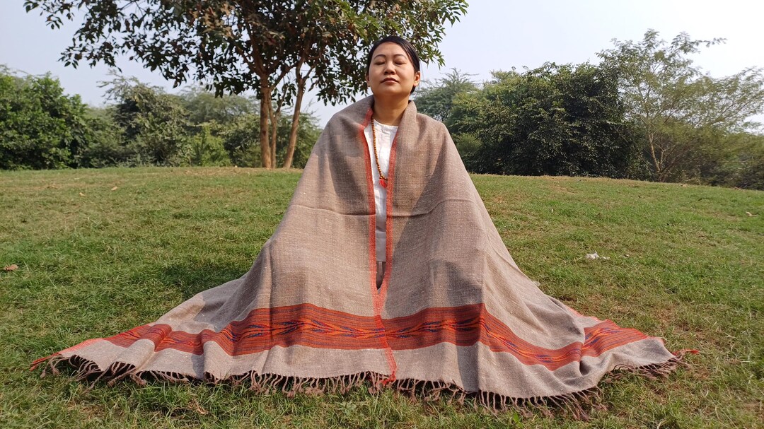 Handwoven Light Brown Himalayan Yak Wool Meditation Shawl,yak Wool ...