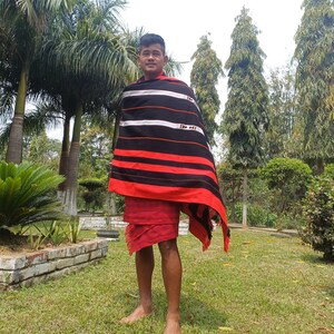 Large Thick Handwoven Black and Red Naga Tribe Traditional Blanket ...