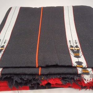 Large Thick Handwoven Black and Red Naga Tribe Traditional Blanket ...