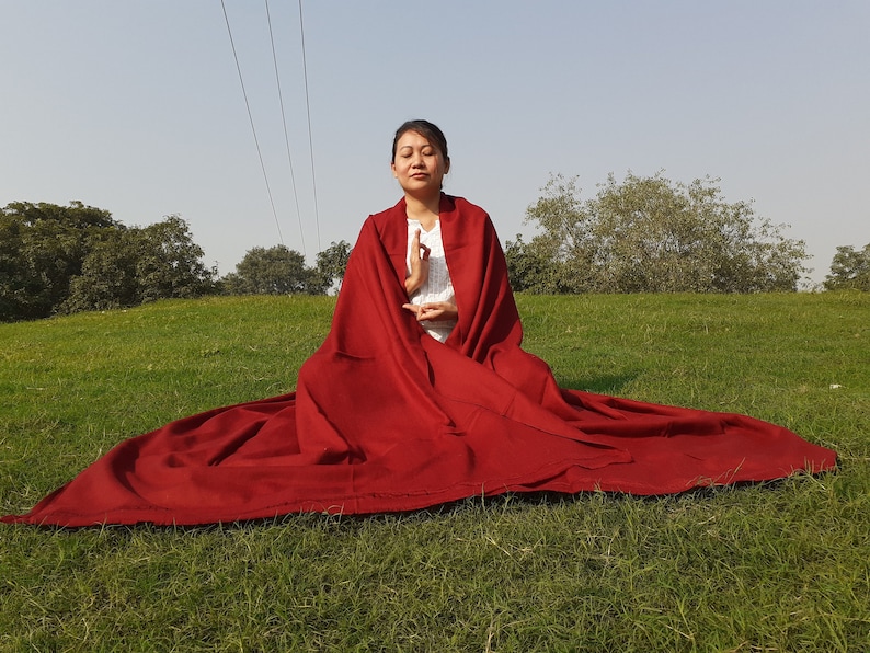 Extra-large Handwoven Burgundy Red Buddhist Monk Pure Himalayan Sheep ...