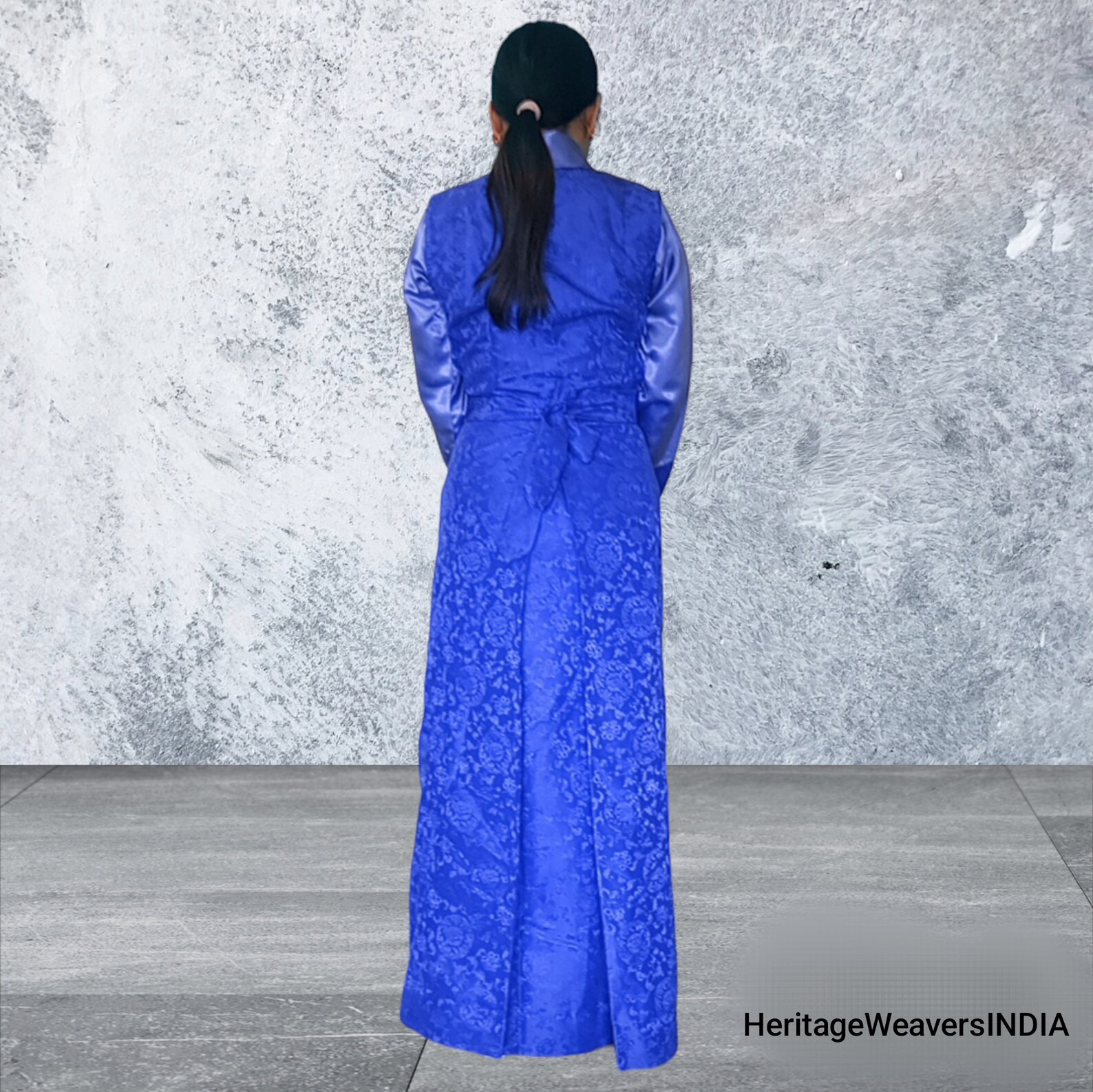 Blue Color Tibetan Traditional Dress,tibetan Chuba With Attached Blouse ...