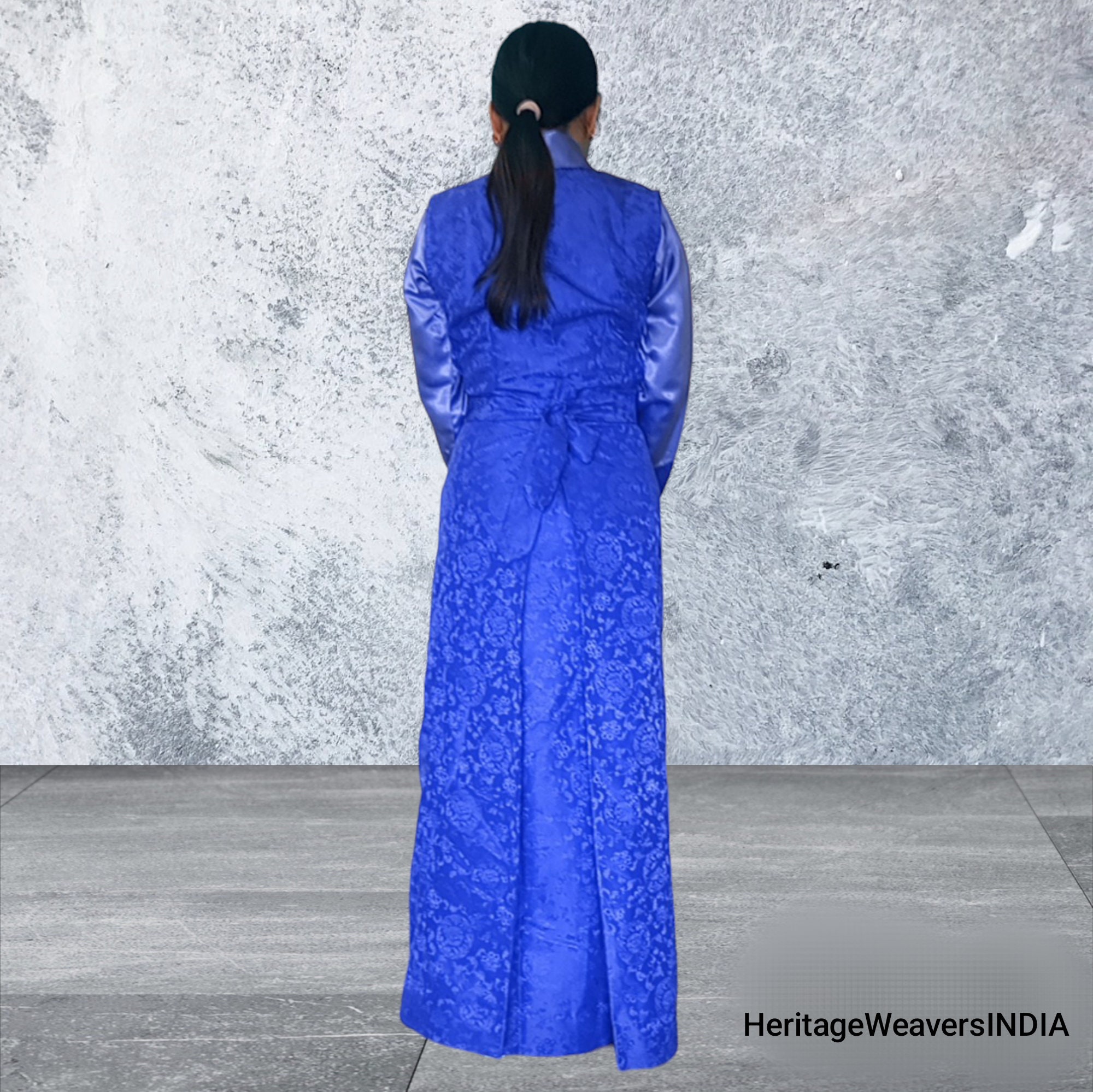 Blue Color Tibetan Traditional Dress,tibetan Chuba With Attached Blouse ...