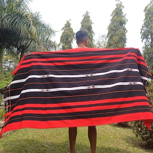 Large Thick Handwoven Black and Red Naga Tribe Traditional Blanket ...