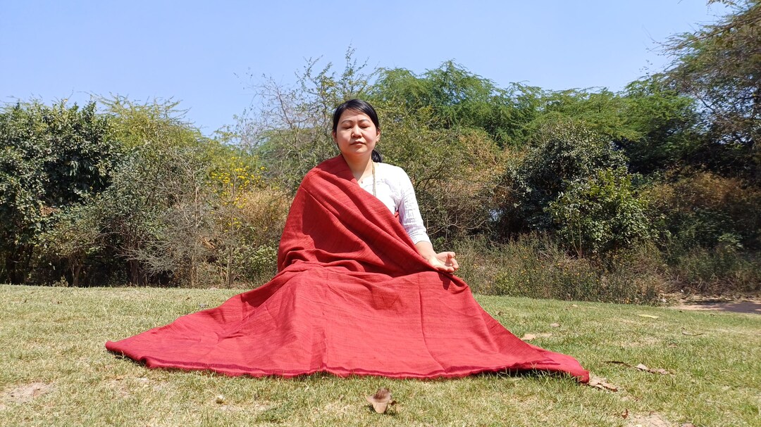 AHIMSA Large Handwoven Copper Pure Raw Eri Silk Buddhist Meditation ...