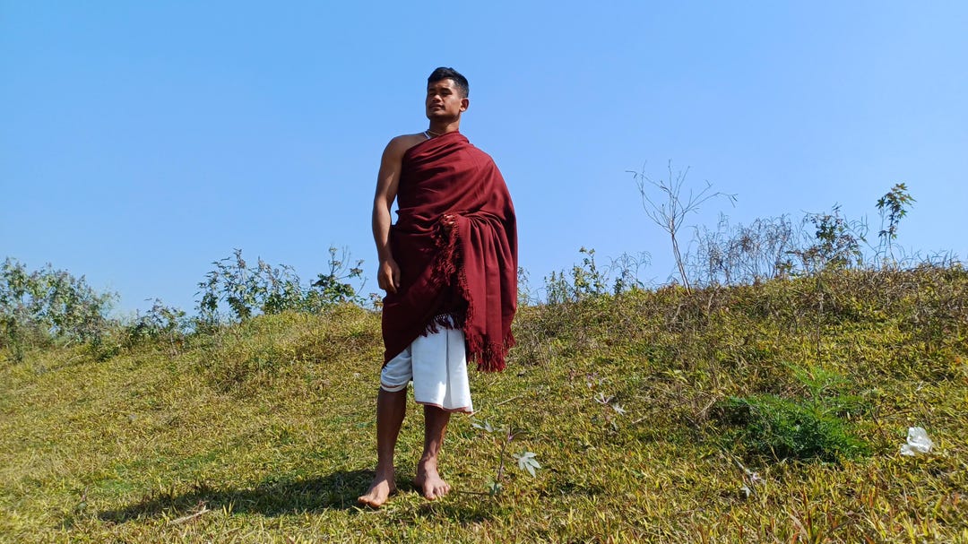 Extra-large Handwoven Burgundy Red Buddhist Monk Pure Himalayan Sheep ...