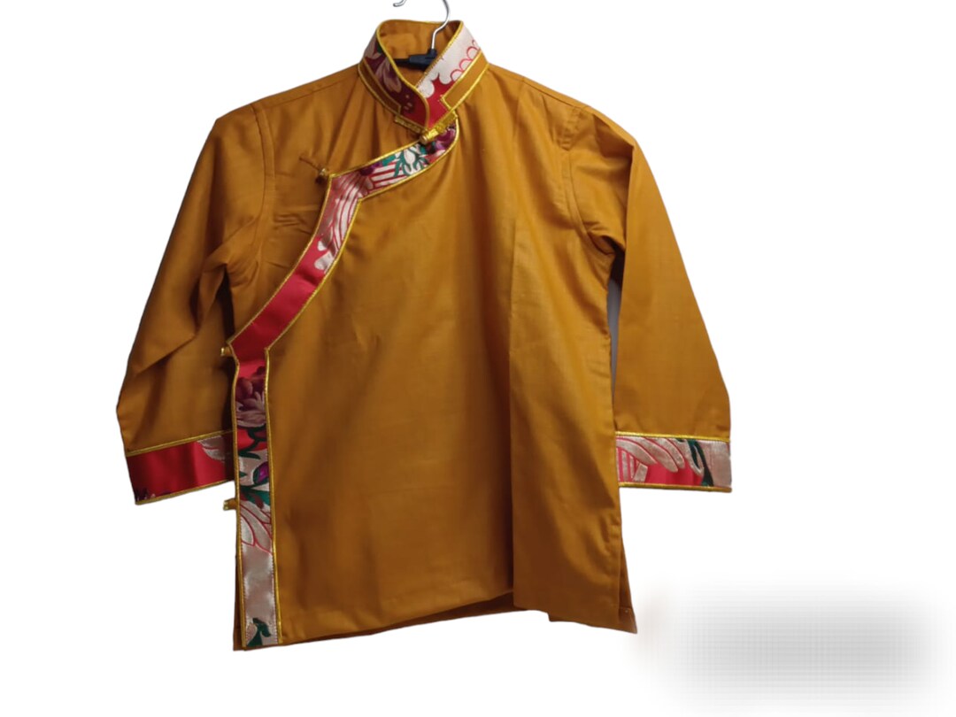 Golden Color Tibetan Traditional Shirt for Kids, Tibetan Shirt Kid Side ...