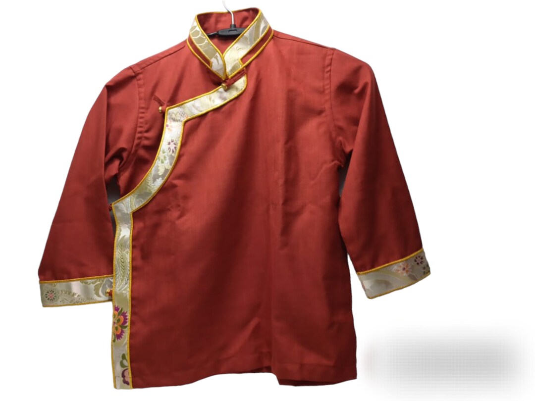 Copper Color Tibetan Traditional Shirt for Kids, Tibetan Shirt Kid Side ...