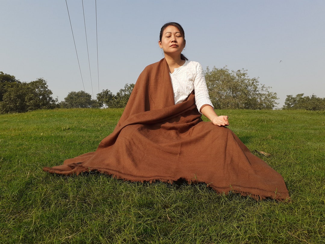 Handwoven Brown Pure Himalayan Angora Wool Meditation Shawl,himalayan ...