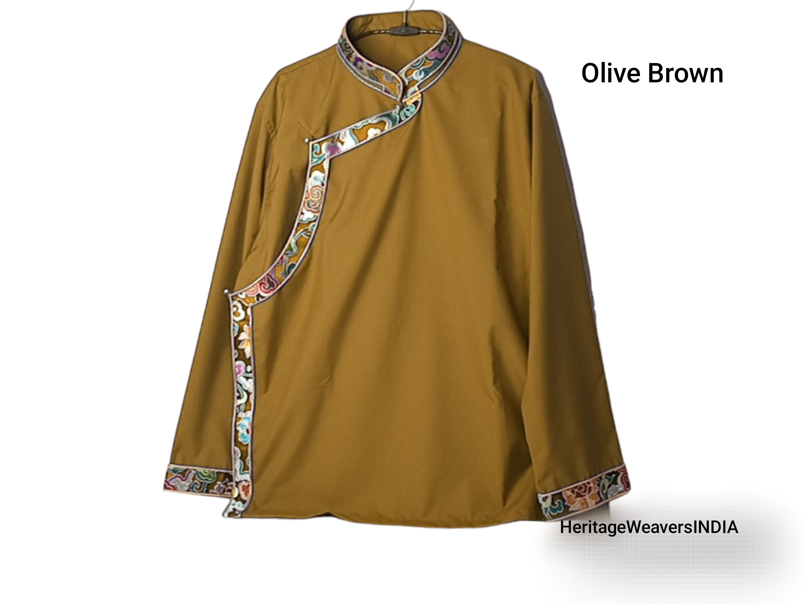 Forest Green Color Tibetan Traditional Shirt,tibetan Shirt Man Side ...