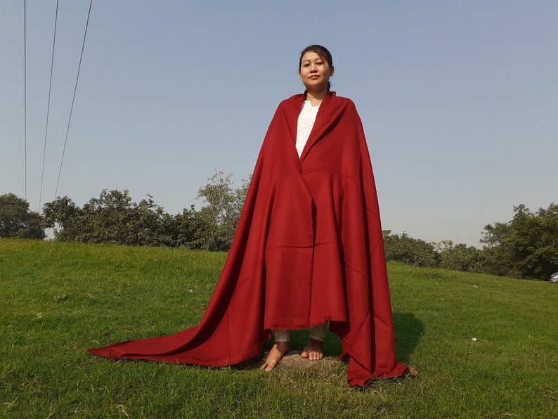 Extra-large Handwoven Burgundy Red Buddhist Monk Pure Himalayan Sheep ...