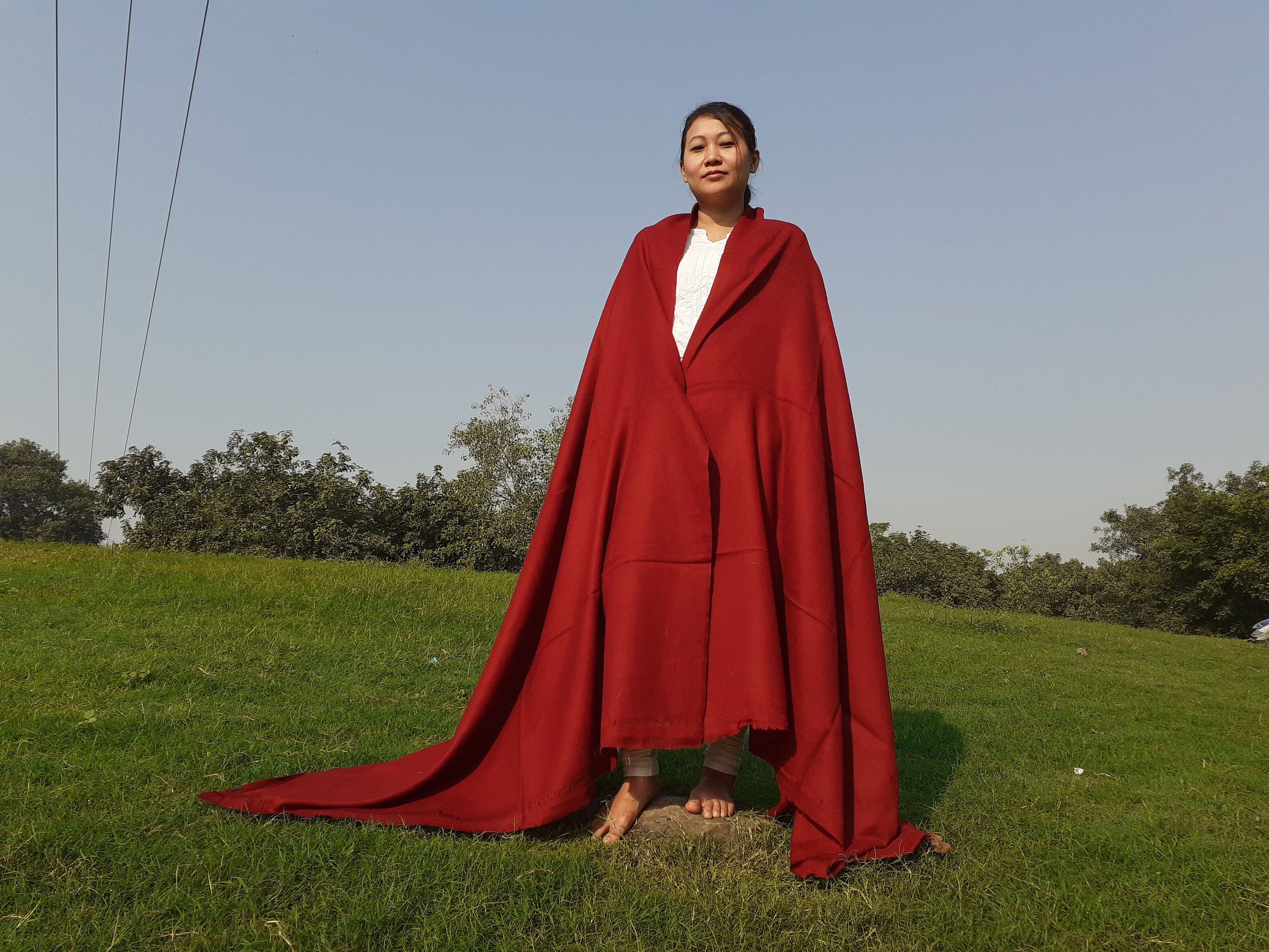 Extra-large Handwoven Burgundy Red Buddhist Monk Pure Himalayan Sheep ...
