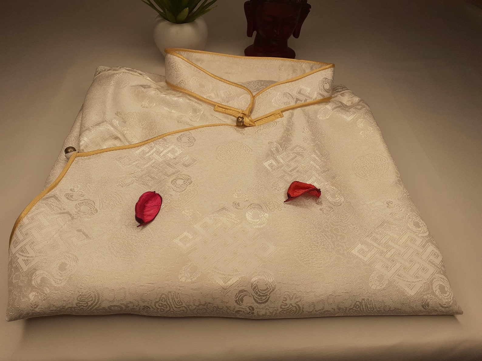 White Tibetan Traditional Shirt,tibetan Shirt Man Side Opening,tibetan ...