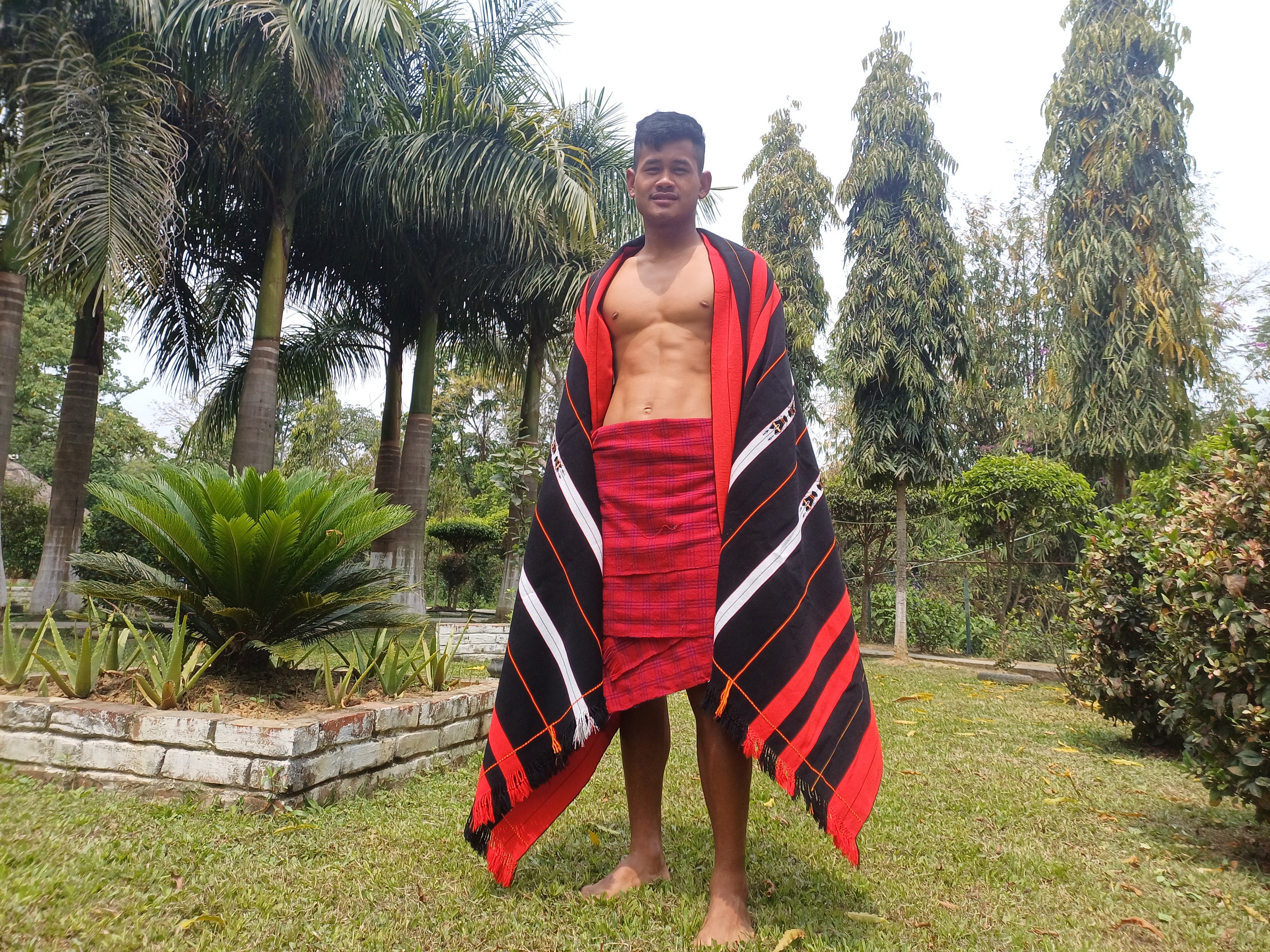 Large Thick Handwoven Black and Red Naga Tribe Traditional Blanket ...