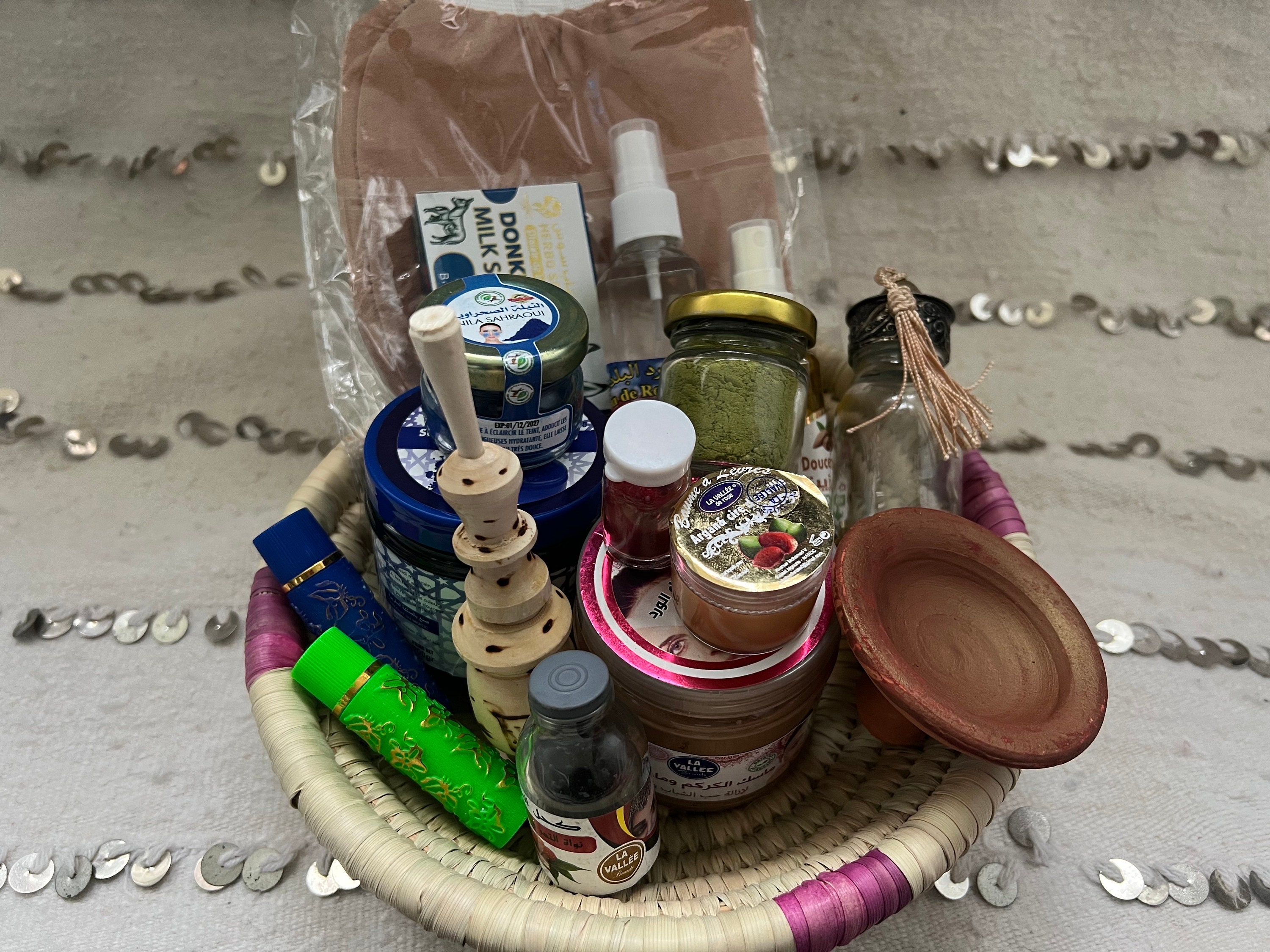 Panier de beauté hammam marocain fait main, rose nila, panier de beauté ...